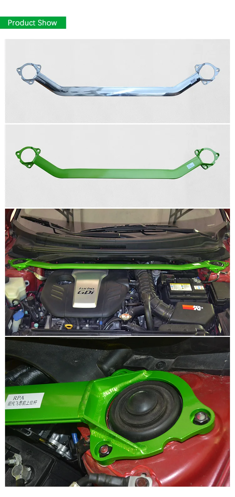 Rpa Auto Parts Aluminum Front Upper Strut Bar Tie Bar For Veloster ...