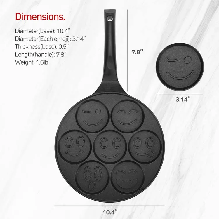 Smiley Face Pancake Pan 7-smile-face Bottom 26cm Round Frying Pan With ...