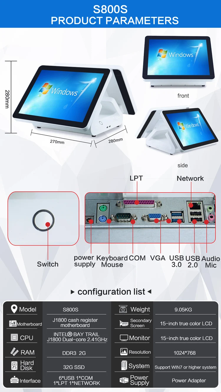 Portable Pos Terminal/tablet Pos Windows 7 With Thermal Printer And 1d ...