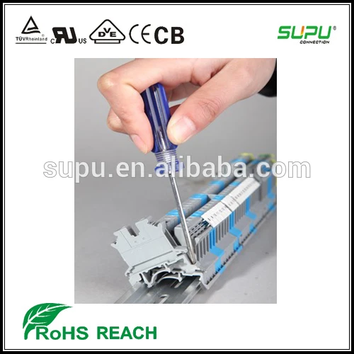 SUPU UK2.5 DIN Rail Mounted Screw Terminal Block for Control Box