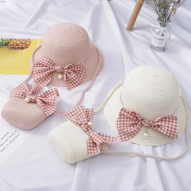 Summer Cute Hats And Straw Bags Kids Girls Gift Beach Sets - Buy Straw ...