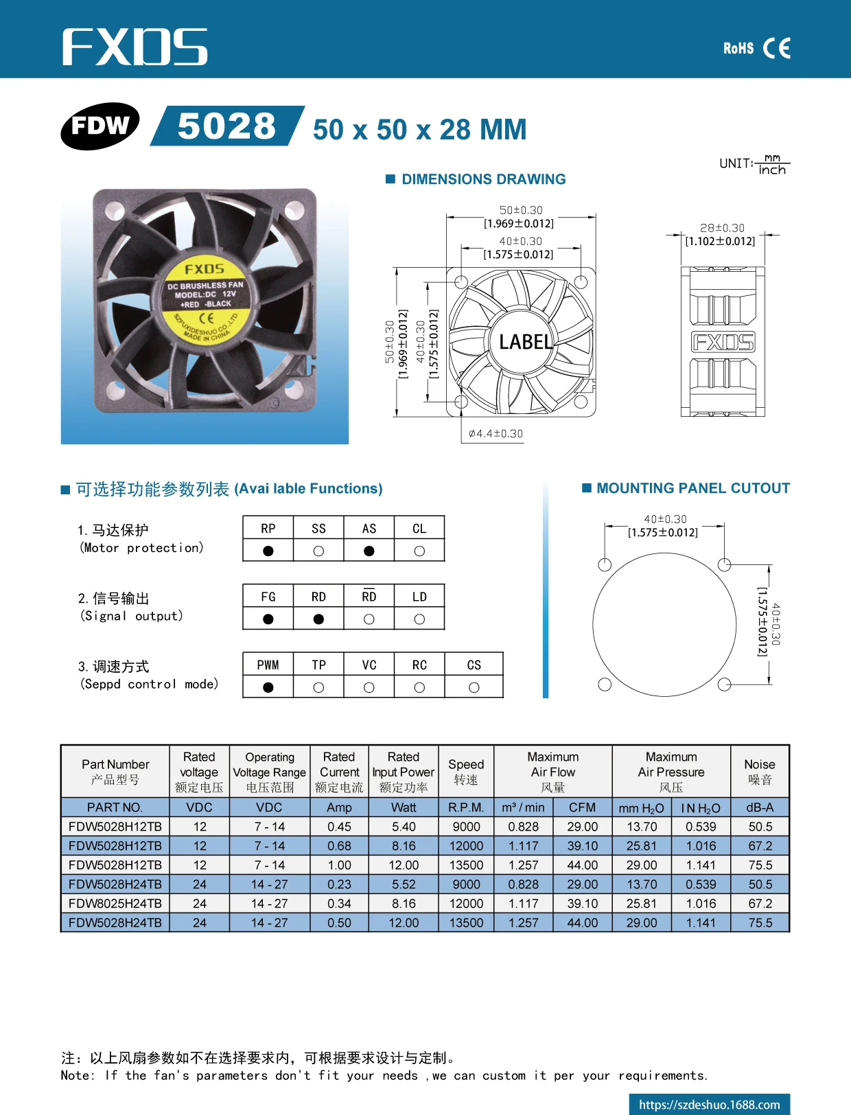 High Power Fan 50mm High Pressure 50x50x28 5028 5v 12v 24volt Dc ...