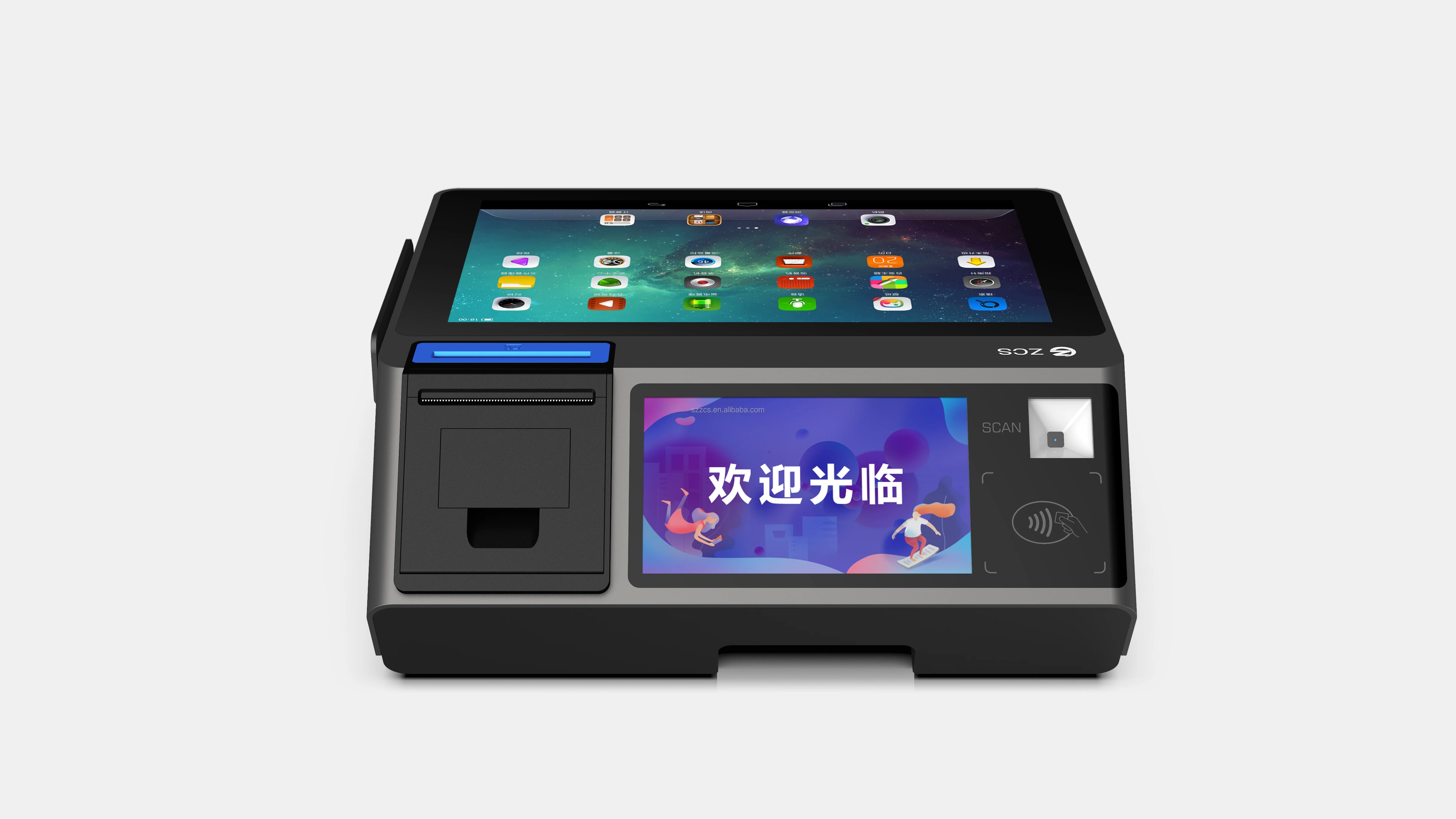 10.1inch Android All In One Pos Terminal Szzcs Z100 With 58mm Build In Receipt Printer/nfc/msr ...