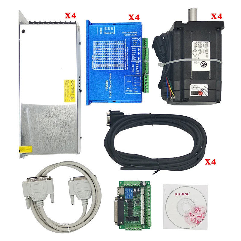 Stepper Motor NEMA 34 Complete Kit 4 Axis Easy Servo System 4N.m and Driver HSS86 for Wholesale ...