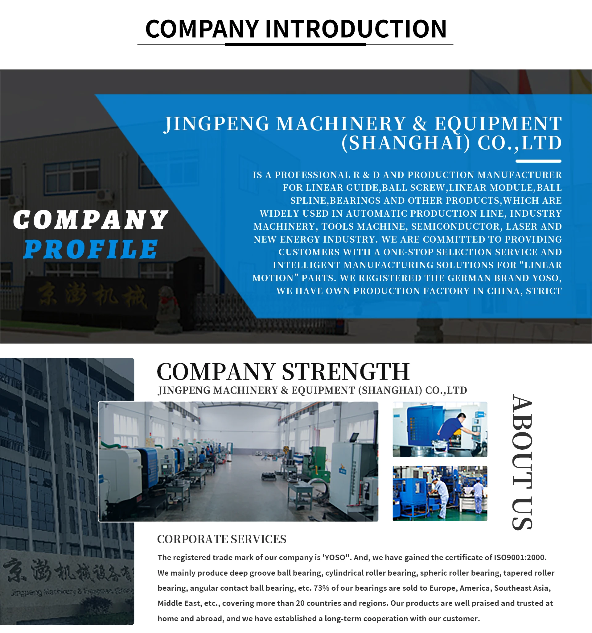 Jingpeng Machinery & Equipment (Shanghai) Co., Ltd. - Bearings, Ball Screw