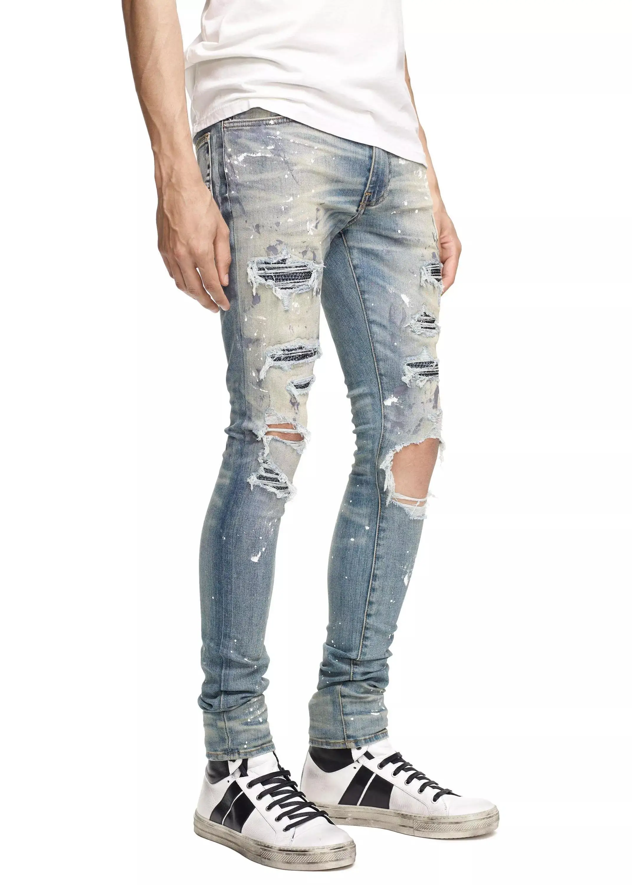 Ripped Skinny Men Jeans Fashion Design Elastic Waist Big Size European ...