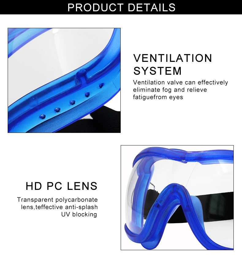 Custom Comfortable Transparent Safety Goggles for Kids