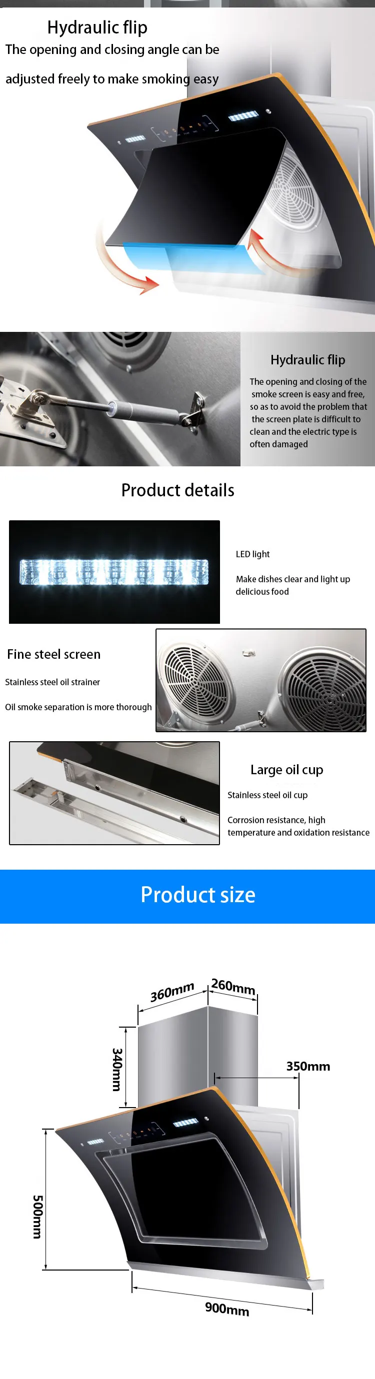 Wall Mounted Kitchen Chimney Spare Parts - Black Titanium