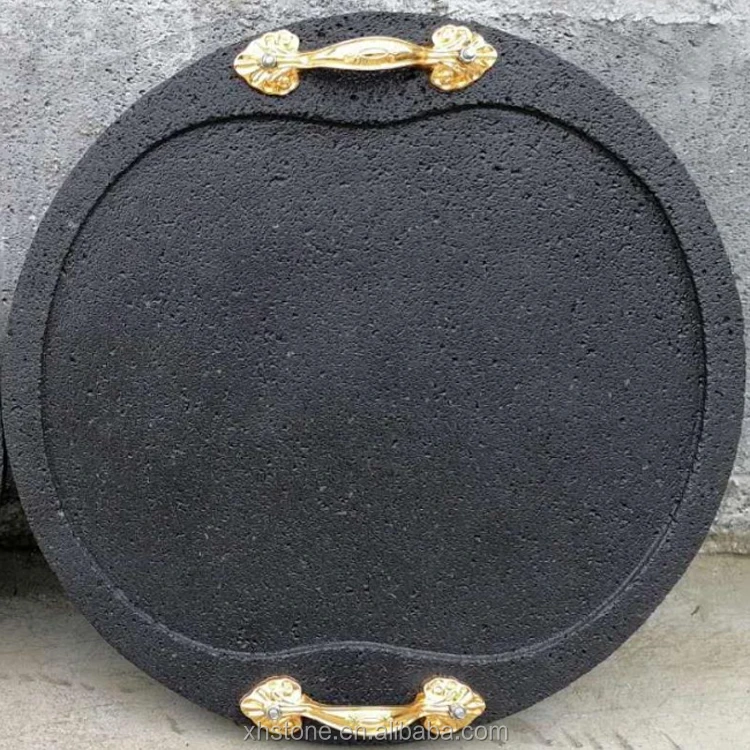 Natural Volcanic Rock Lava Stone Circular Steak Barbecue Plate And Bbq ...