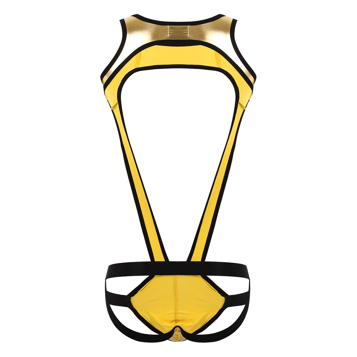 Sexy Men's One-piece Shiny Metallic Wide Shoulder Straps Jumpsuits ...