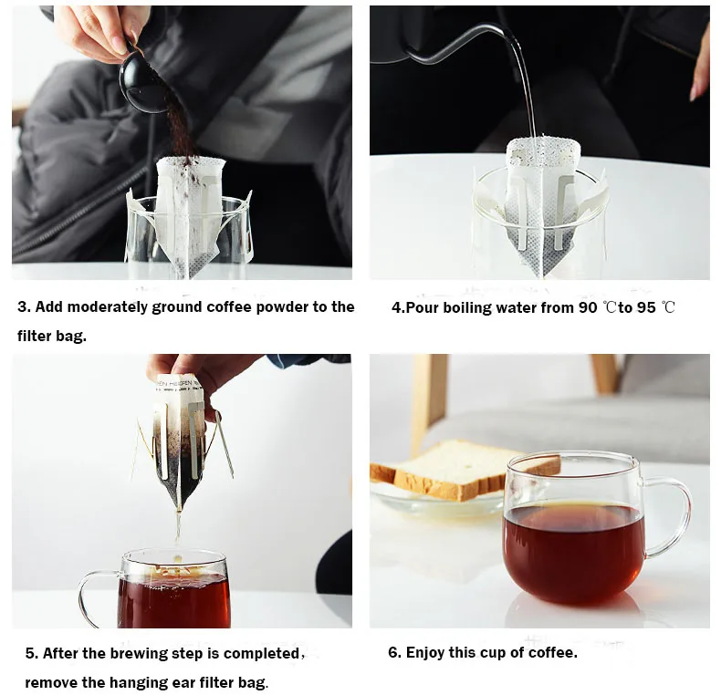 Portable Coffee Hanging Ear Drip Coffee Bag Single Serve Disposable ...