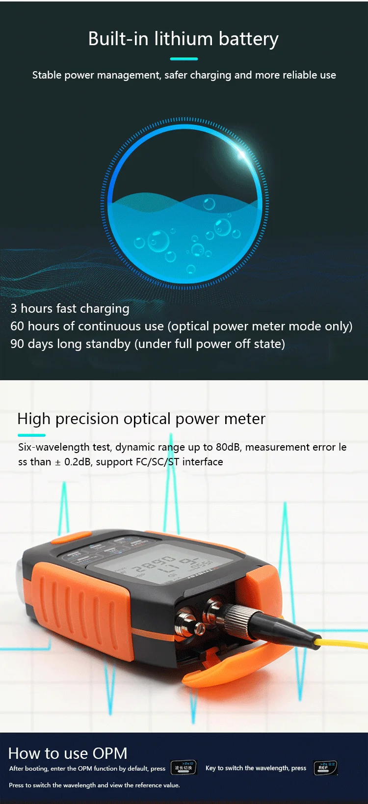 TriBrer 4in1 Optical Power Meter & Visual Fault Locator, 1-30mW, Fiber ...