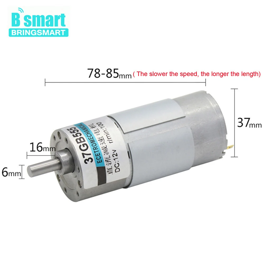 37gb555 Small 12v Dc High Torque Gear Box Electric Motor For Diy Robot ...