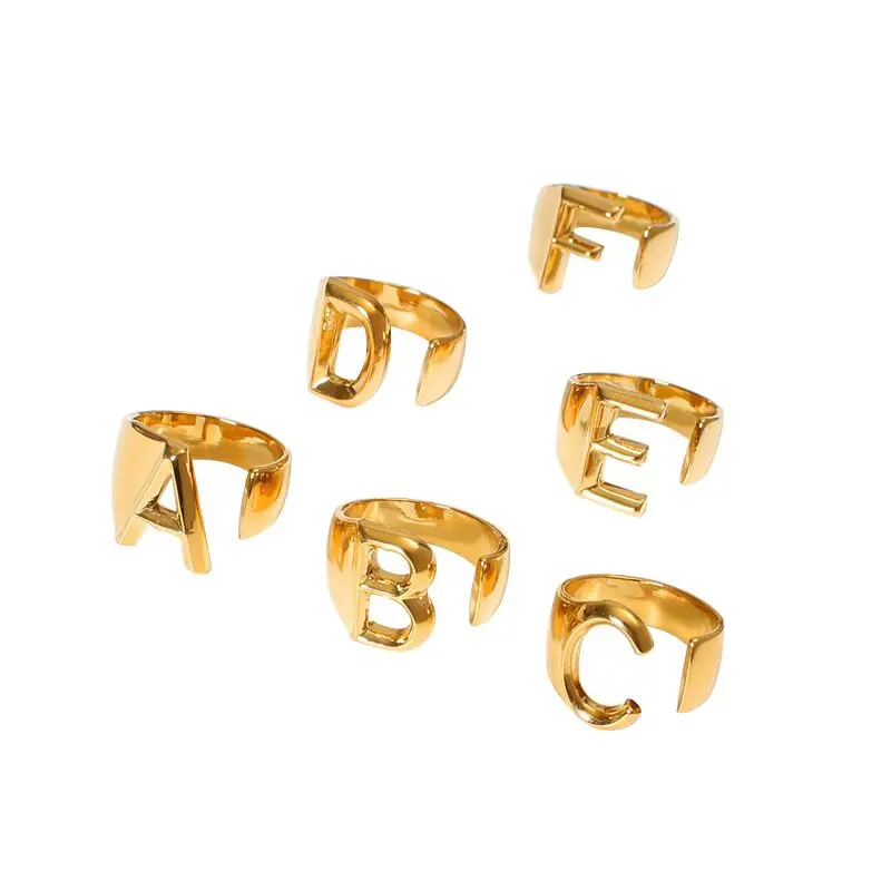 Fashion Gold Plated Adjustable Alphabet Letter Rings For Women - Buy ...