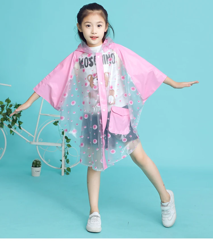 Pvc Fashion Children Boys Girls Raincoat Clear Portable Kid's Rain ...