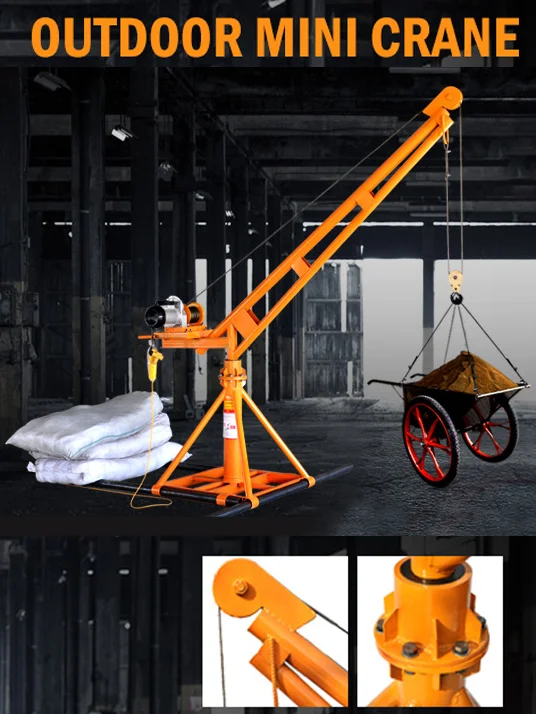House Construction Industry Materials Portable Small Jib Lift Monkey Mini Crane 360 Degree For ...