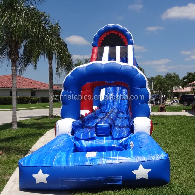 32 FT Tall USA Star Double Lane Inflatable Water Slide