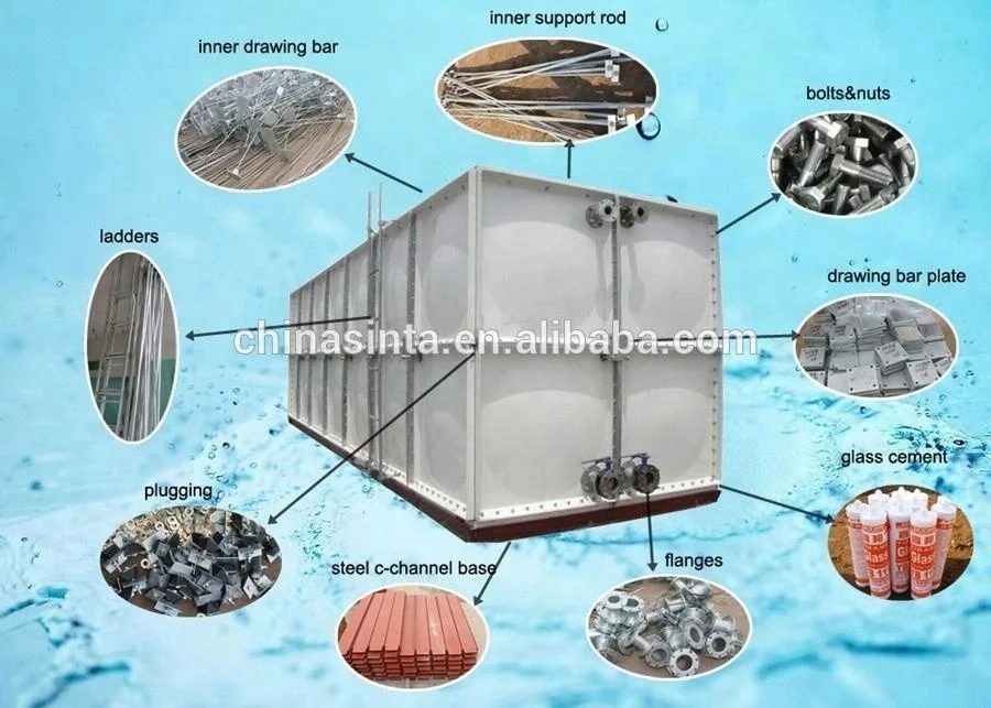 Smc Portable Water Storage Tanks/10m3 Sectional Connected Frp Military ...