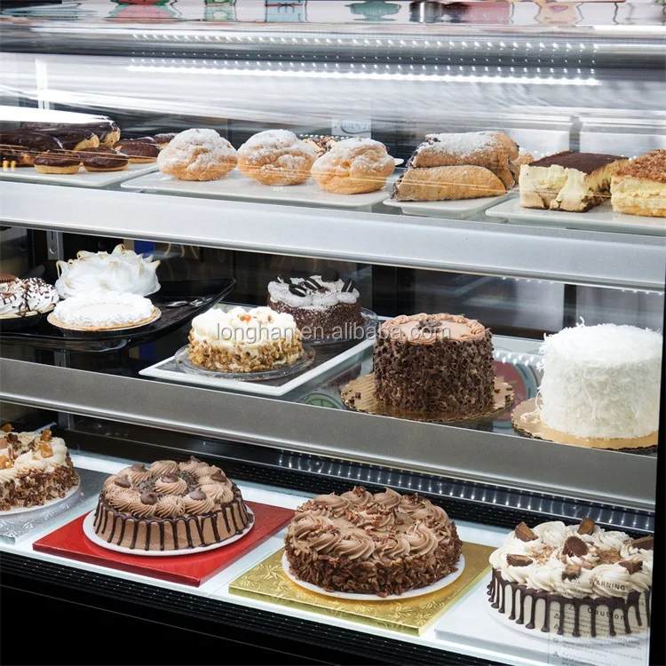 L Shape Corner Glass Bakery Cake Display Cabinet Showcase