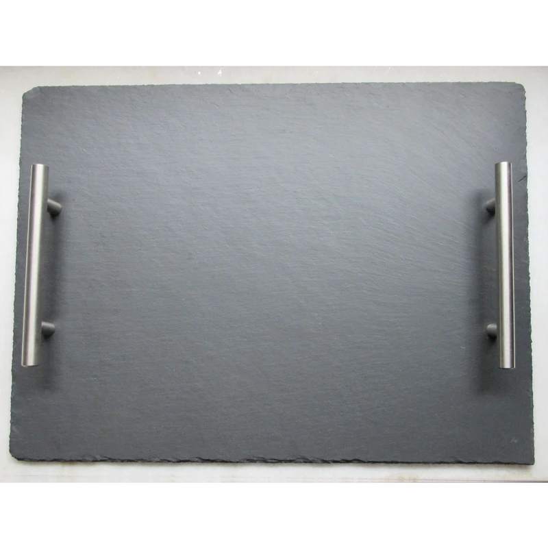 Large Black Natural Slate Tray With Handles - Buy Natural Slate Tray ...