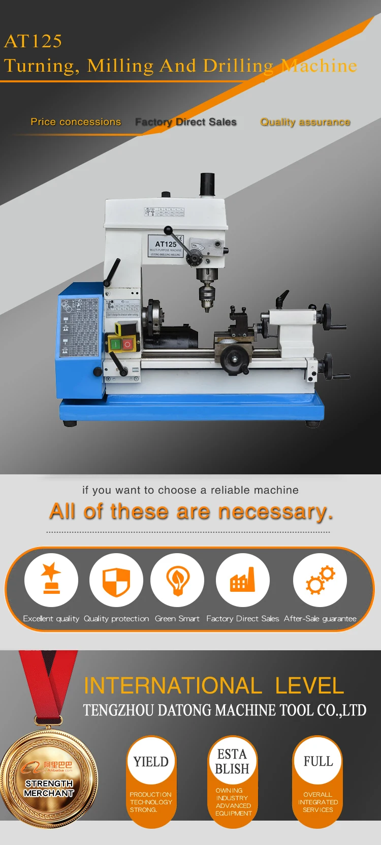 AT125 Multi-Purpose Machine - Versatile Lathe & Milling