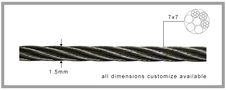 Black Pu Coated Steel Cable Hanging Slings Safety Vinyl Coating Steel ...