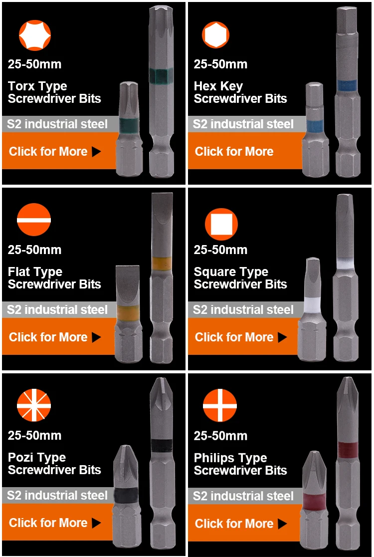 Harden Colored Torx Screwdriver Bit Set T10 - T40 25mm 50mm Drill Bit Set