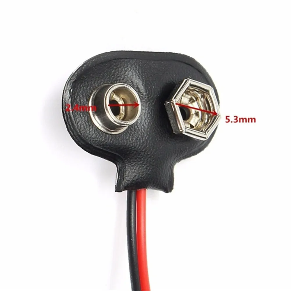 T Type 15cm Black Battery Buckle Holder Clip 9v Battery Snap Connector ...