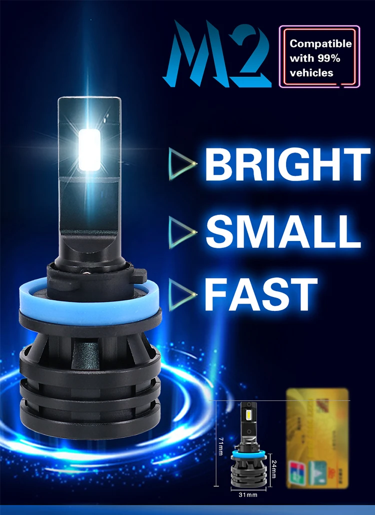 Mini Car M2 Led Headlight H4 9006 72w Fan cooling Replacement H11 H7 ...