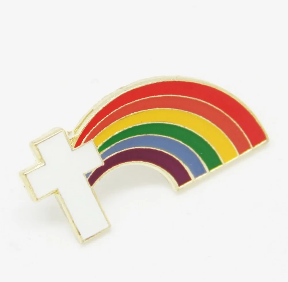 Custom Religious Holy Cross Jesus Pin Rainbow Metal Lapel Pin Badge ...