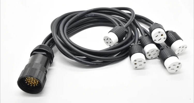 Split Cable 15A 6 Circuit Breakout - Edison Plug to Socapex