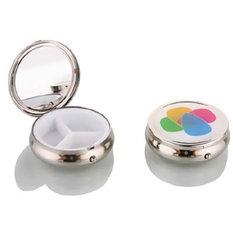 Round Shaped Mirror Compact/Metal Pill Box/Pocket Pill Box| Alibaba.com