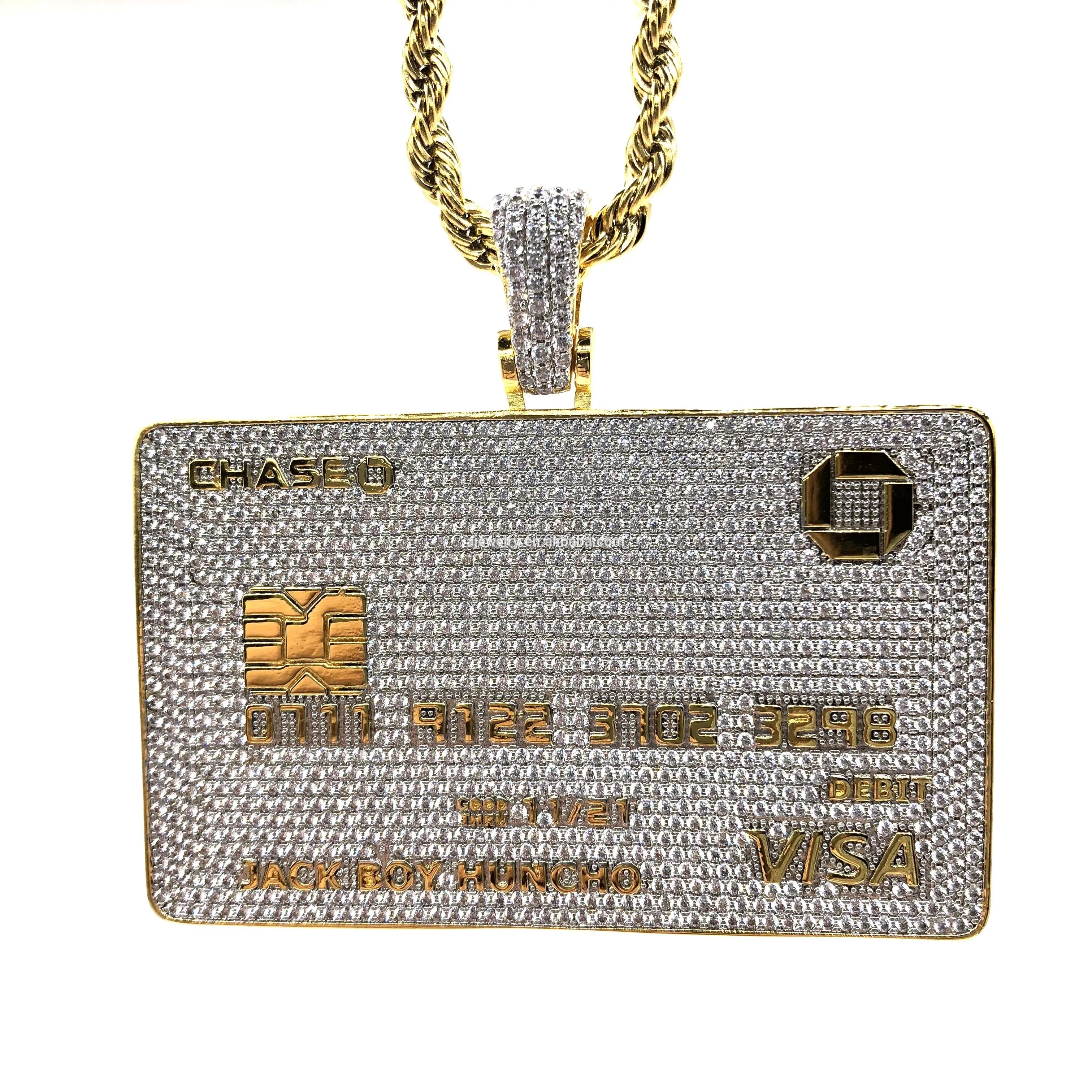 Hiphop Iced Out 18k Gold Plated Credit Card Pendant - Buy Iced Out ...