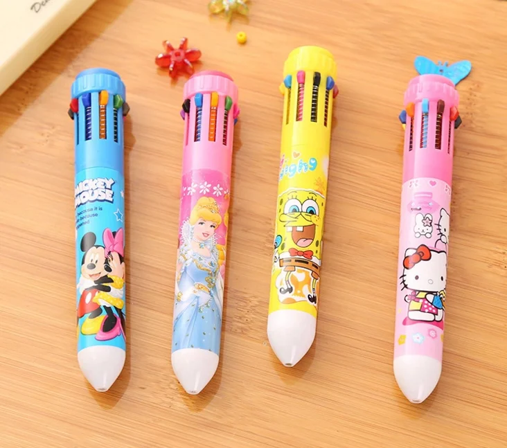 Promotional Multicolor Ball Point Pen 10 Colors In 1 With Big Flat Top ...