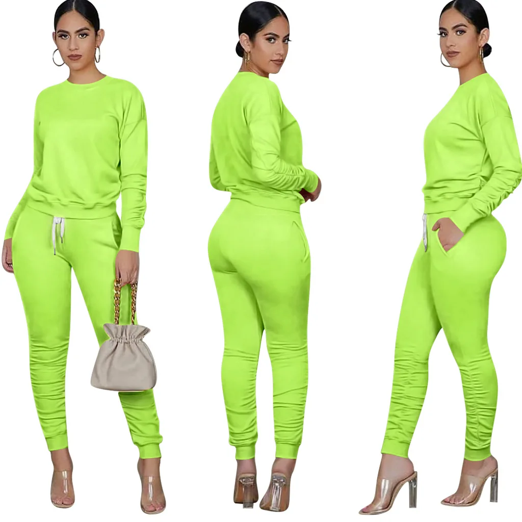 Women Sets Fall Two Piece Outfits Stacked Pants Women Two Pieces Long ...