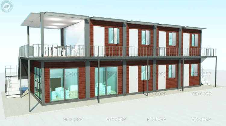 2 Storey Low Cost Prefab Motel Rooms - Durable & Modern