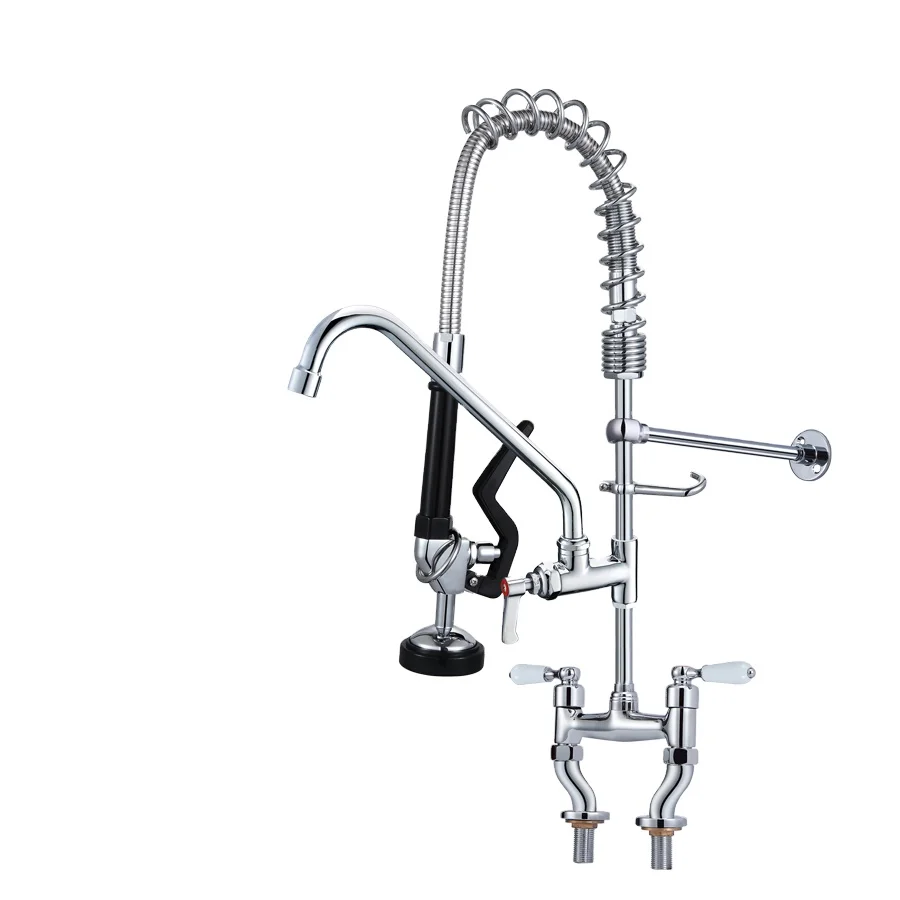Deck Mounted Long Neck Spring Loaded Health Kitchen 2-way Water Faucet ...