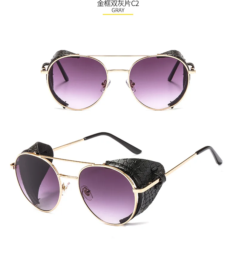 Jh8025 Retro Leather Side Shield Vintage Steampunk Women Man Punk ...