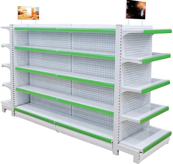 Standard Metallic Supermarket Commodity Display Shelves Customized ...
