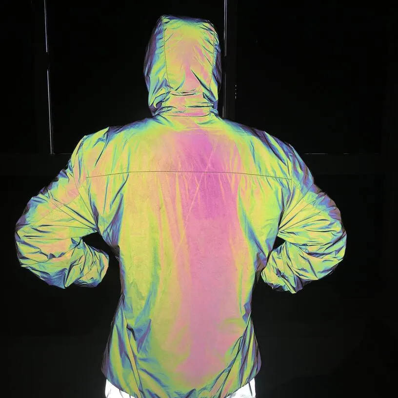 Soft color reflective hooded jacket nightclubs hip hop colorful ...
