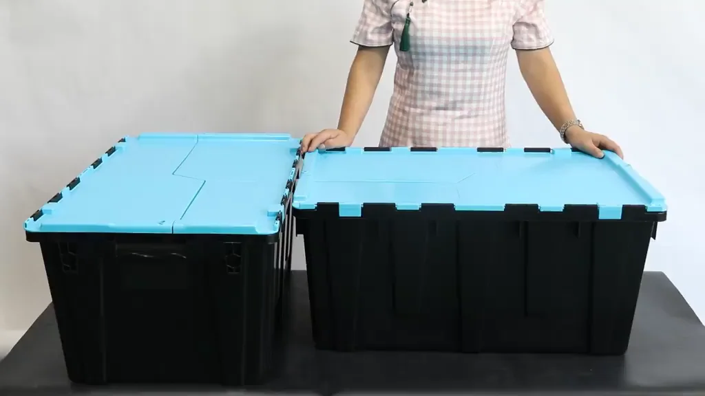 Join 70l Storage Stackable Plastic Rolling Container Attached Lid Tote ...