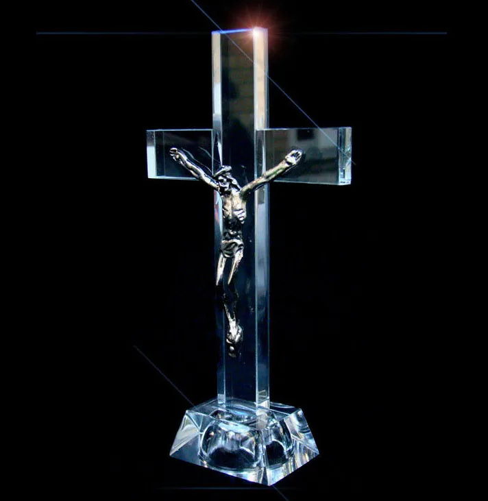 Jesus Christ Led Light Up Glass Standing Cross Mh-15045 - Buy Glass ...