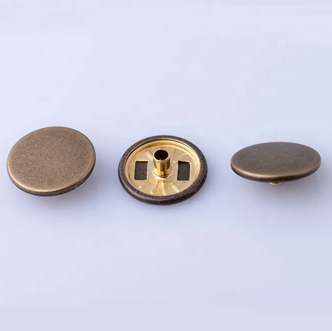 Custom Classic Metallic Button Brass Flat Cap Press Metal Snap Button ...
