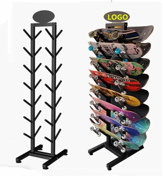 Powder Coating Steel Skateboard Display Rack With Wheels Storage Rack ...