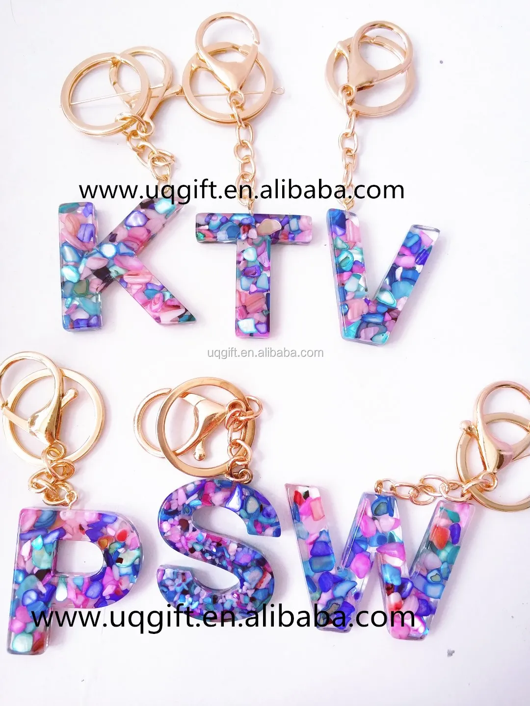 26 English Letter Alphabet Resin Keychain,Custom Laser Plastic Glitter ...