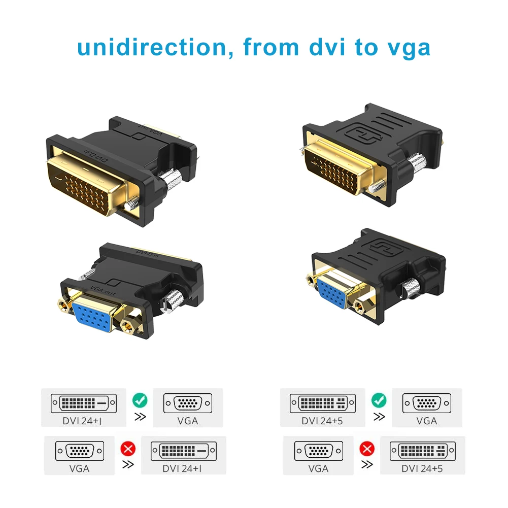 Dvi To Vga Adapter 24+1 24+5 Pin Male To Female Converter For Computer ...