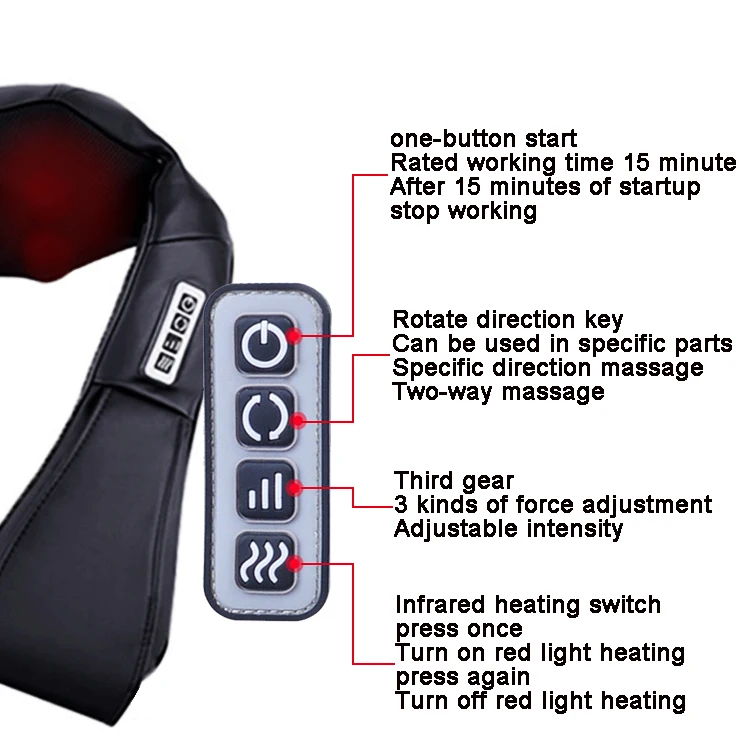 YIGAOTE Electric Deep Shiatsu Back Car Massager - Heat & Vibration