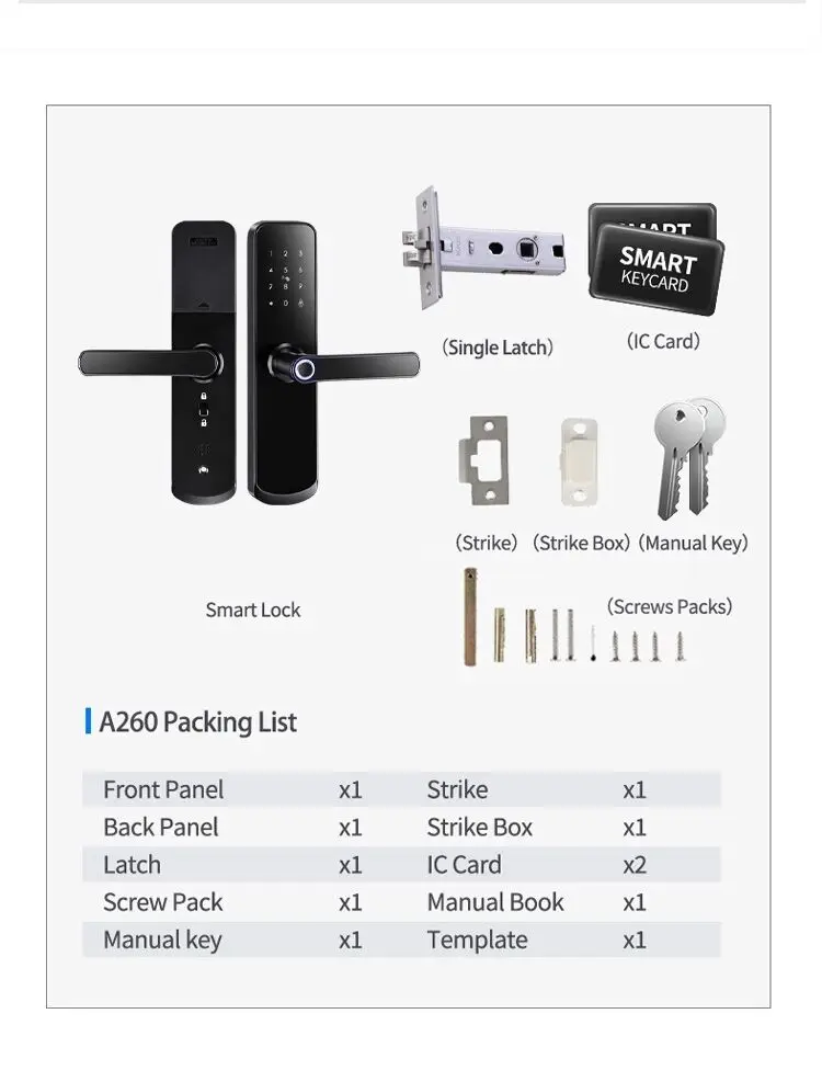 Smartek Smart Password Card Keyless Fingerprint Door Lock Electronic ...