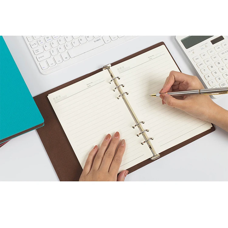 2021 Plain Pu Leather A5 Round Corner 6 Ring Binder Planner Notebook ...
