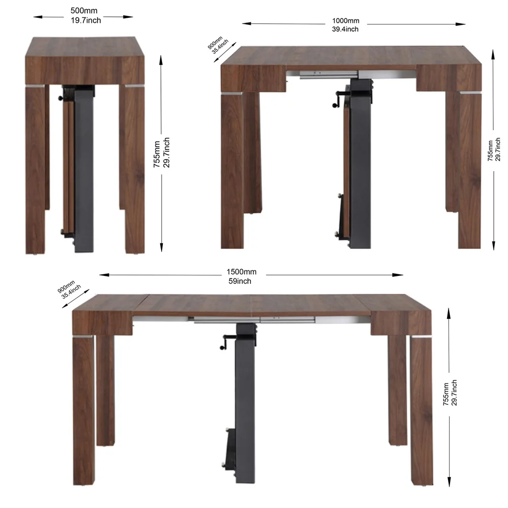 Space-saving Modern Transforming Table - Extendable Dining